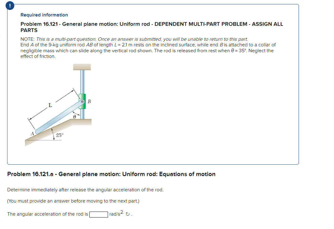Solved Problem 16.121.a - ﻿General plane motion: Uniform | Chegg.com