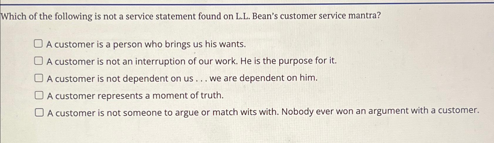 Solved Which of the following is not a service statement | Chegg.com