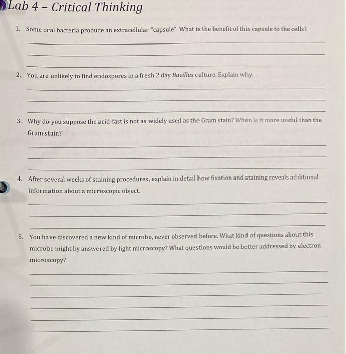 Solved Lab 4 - Critical Thinking 1. Some oral bacteria | Chegg.com