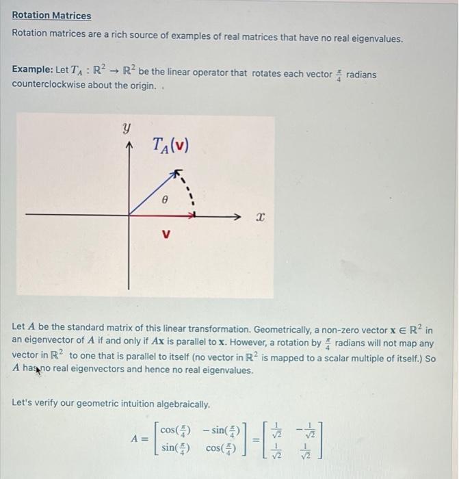 Solved Rotation Matrices Rotation matrices are a rich source | Chegg.com