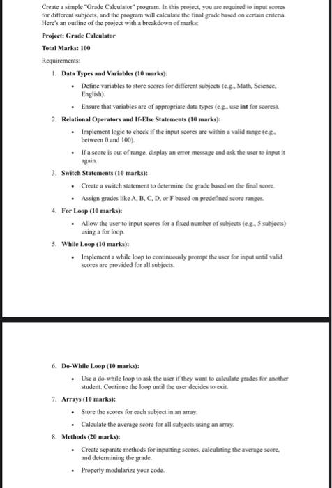 Solved Create a simple "Grade Calculator" program. In this | Chegg.com