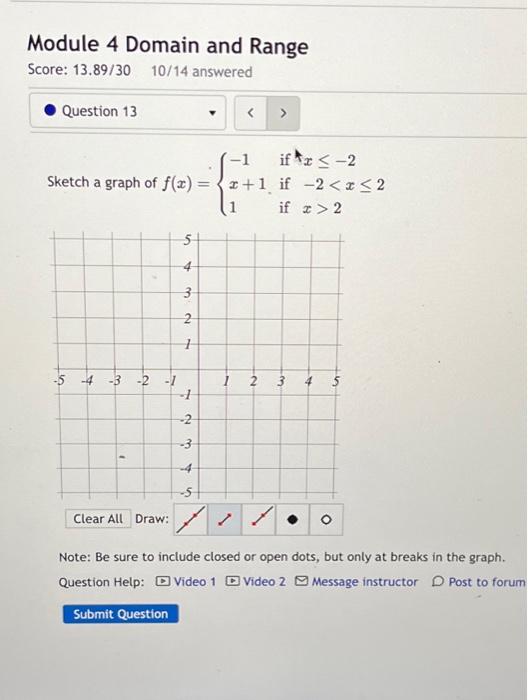 Solved Module 4 Domain and Range Score: 13.89/30 10/14 | Chegg.com