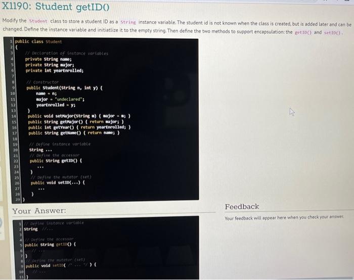 Solved Modify the student class to store a student ID as a | Chegg.com
