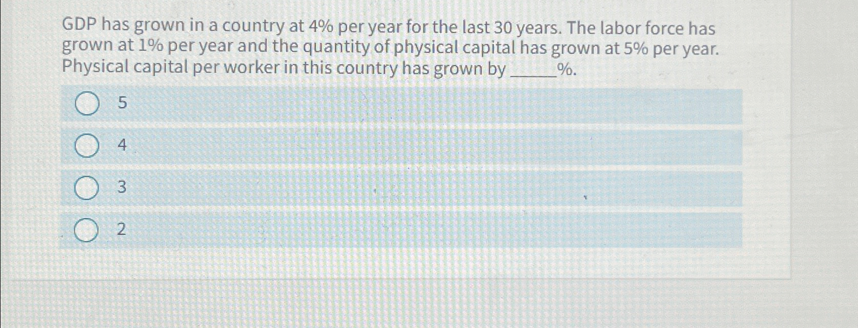 Solved GDP has grown in a country at 4% ﻿per year for the | Chegg.com