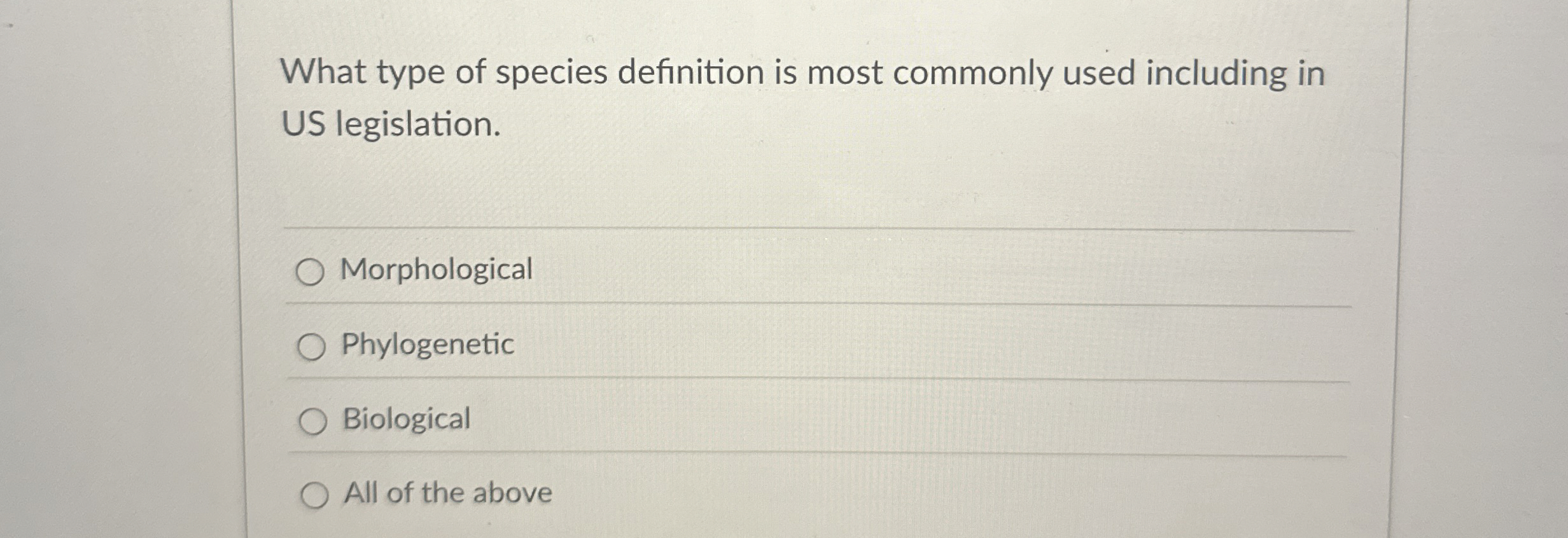 Solved What type of species definition is most commonly used | Chegg.com
