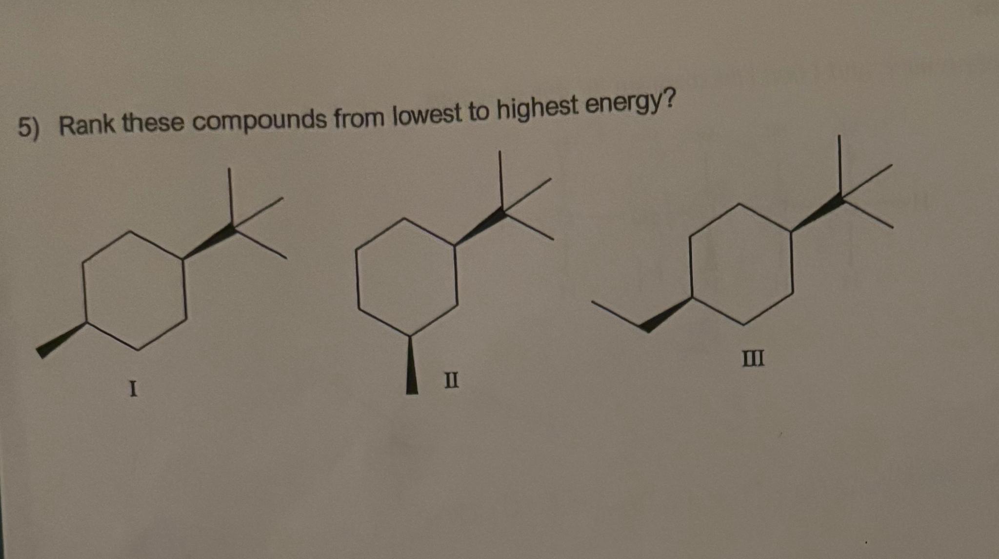 Solved Rank these compounds from lowest to highest energy? | Chegg.com