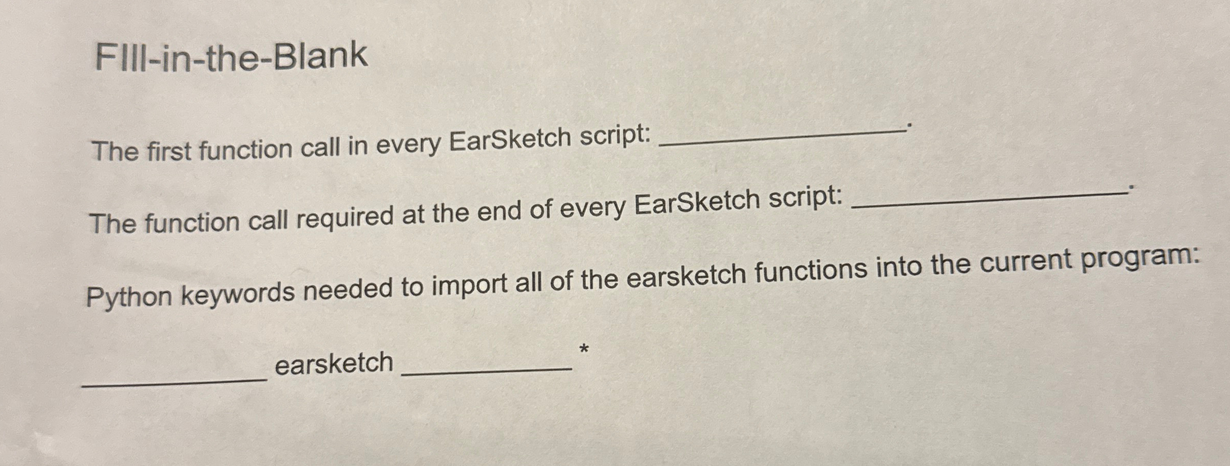 Solved FIII-in-the-BlankThe first function call in every | Chegg.com
