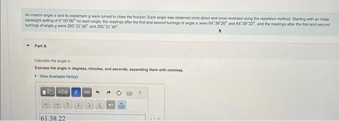 An interior angle x and its explement y wore tumed to | Chegg.com