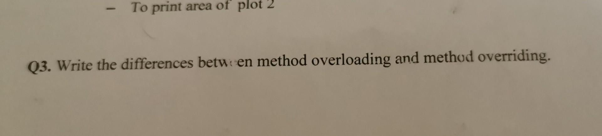 Solved Q3. Write the differences betu en method overloading | Chegg.com