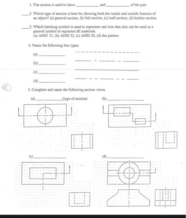 Solved 1. The section is used to show and of the part. 2. | Chegg.com