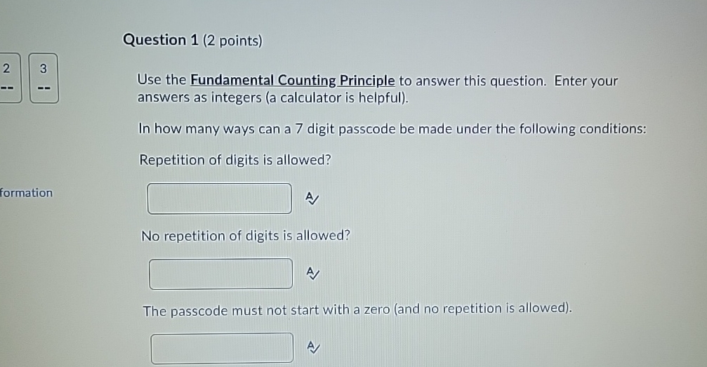 Solved Question 1 (2 ﻿points)3Use the Fundamental Counting | Chegg.com