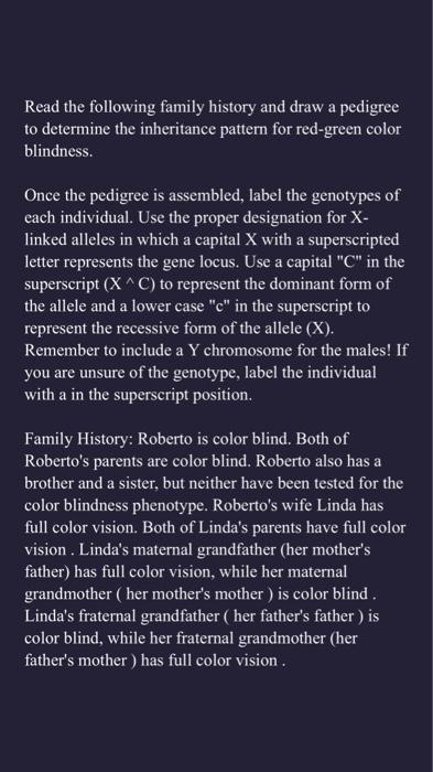 Solved What is the inheritance pattern for color blindness? | Chegg.com