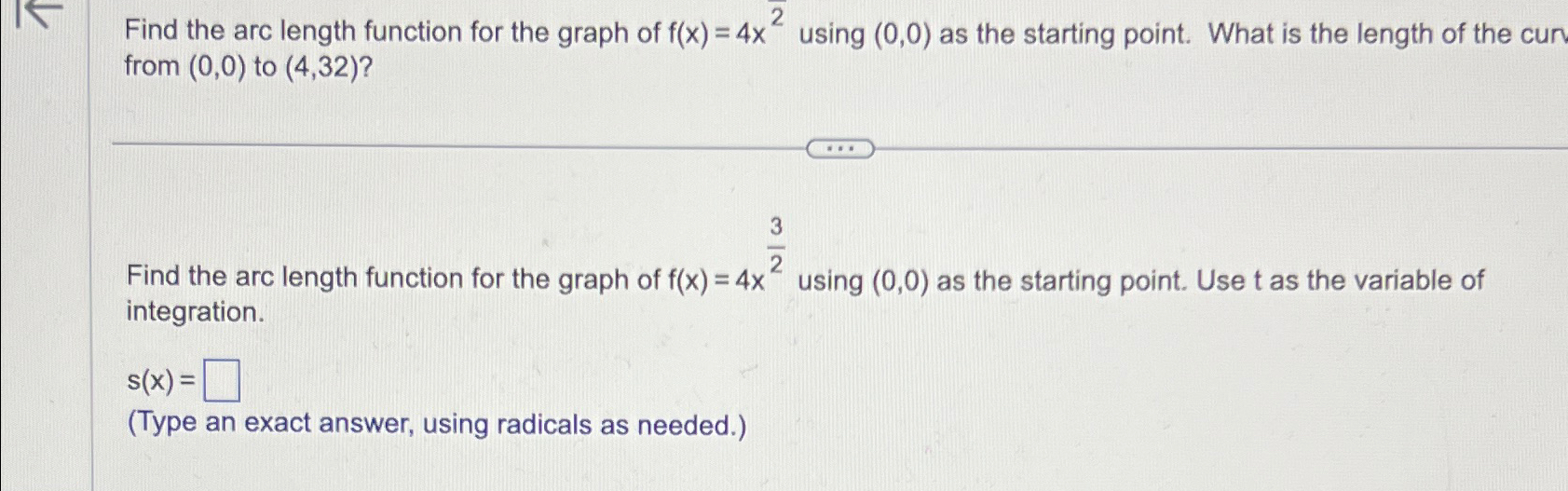 Solved Find the arc length function for the graph of | Chegg.com