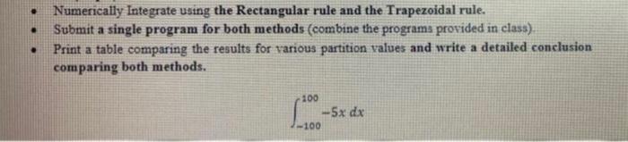 Solved . Numerically Integrate using the Rectangular rule | Chegg.com