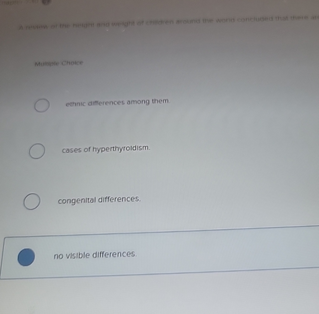 Solved Mutiple Choiceethnic differences among them.cases of | Chegg.com