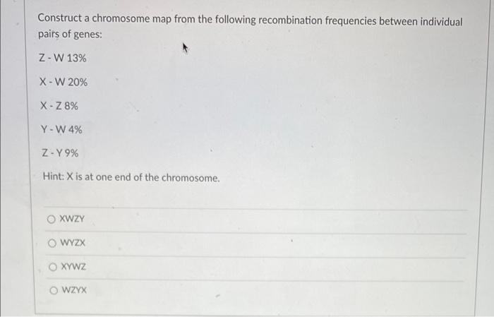 Solved Construct a chromosome map from the following | Chegg.com