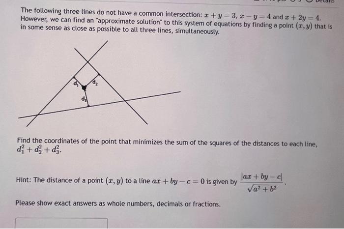 Solved The following three lines do not have a common | Chegg.com
