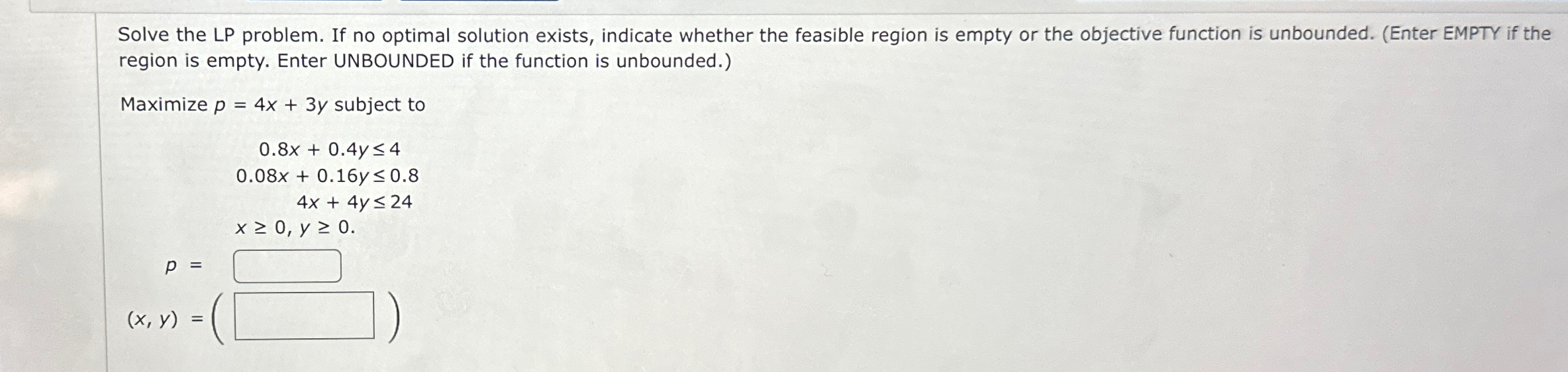 Solved Solve the LP problem. If no optimal solution exists, | Chegg.com