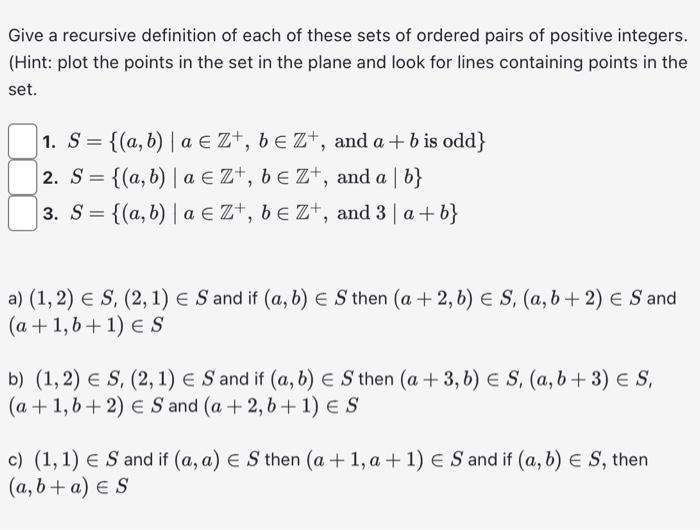 Solved Give a recursive definition of each of these sets of | Chegg.com