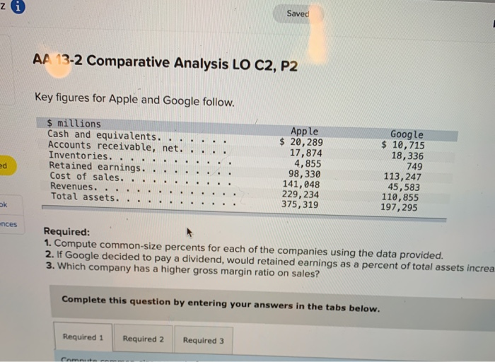 Solved Saved AA 13-2 Comparative Analysis LO C2, P2 Key | Chegg.com