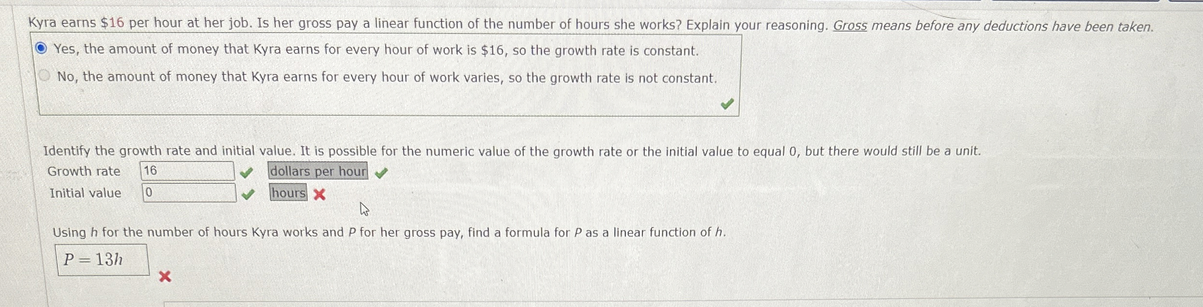 Solved Kyra earns $16 ﻿per hour at her job. Is her gross pay | Chegg.com
