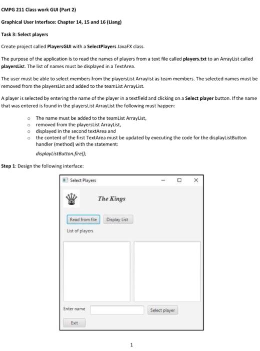 Solved CMPG 211 Class work GUI (Part 2) Graphical User | Chegg.com