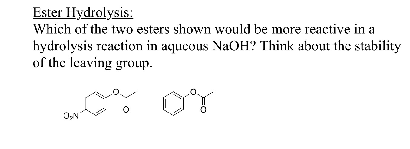 Ester Hydrolysis:Which of the two esters shown would | Chegg.com