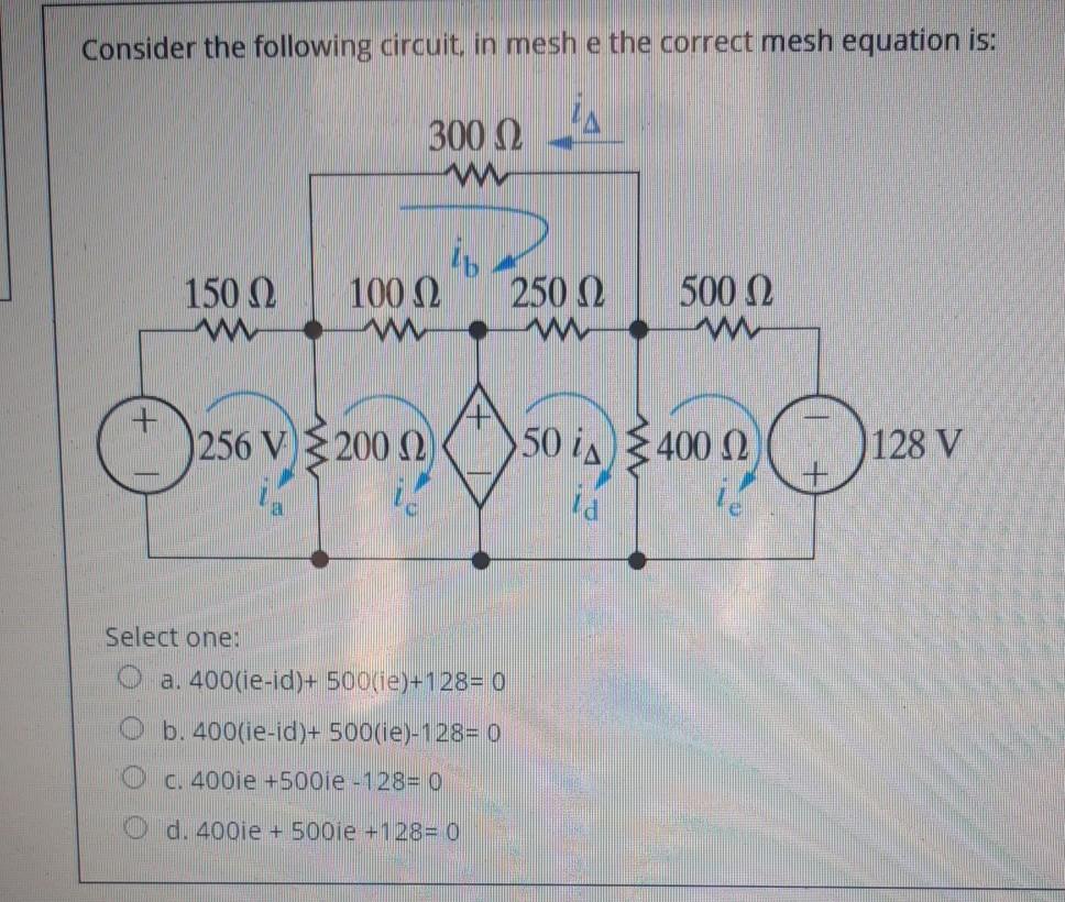 Solved Consider the following circuit i mech e the correct | Chegg.com