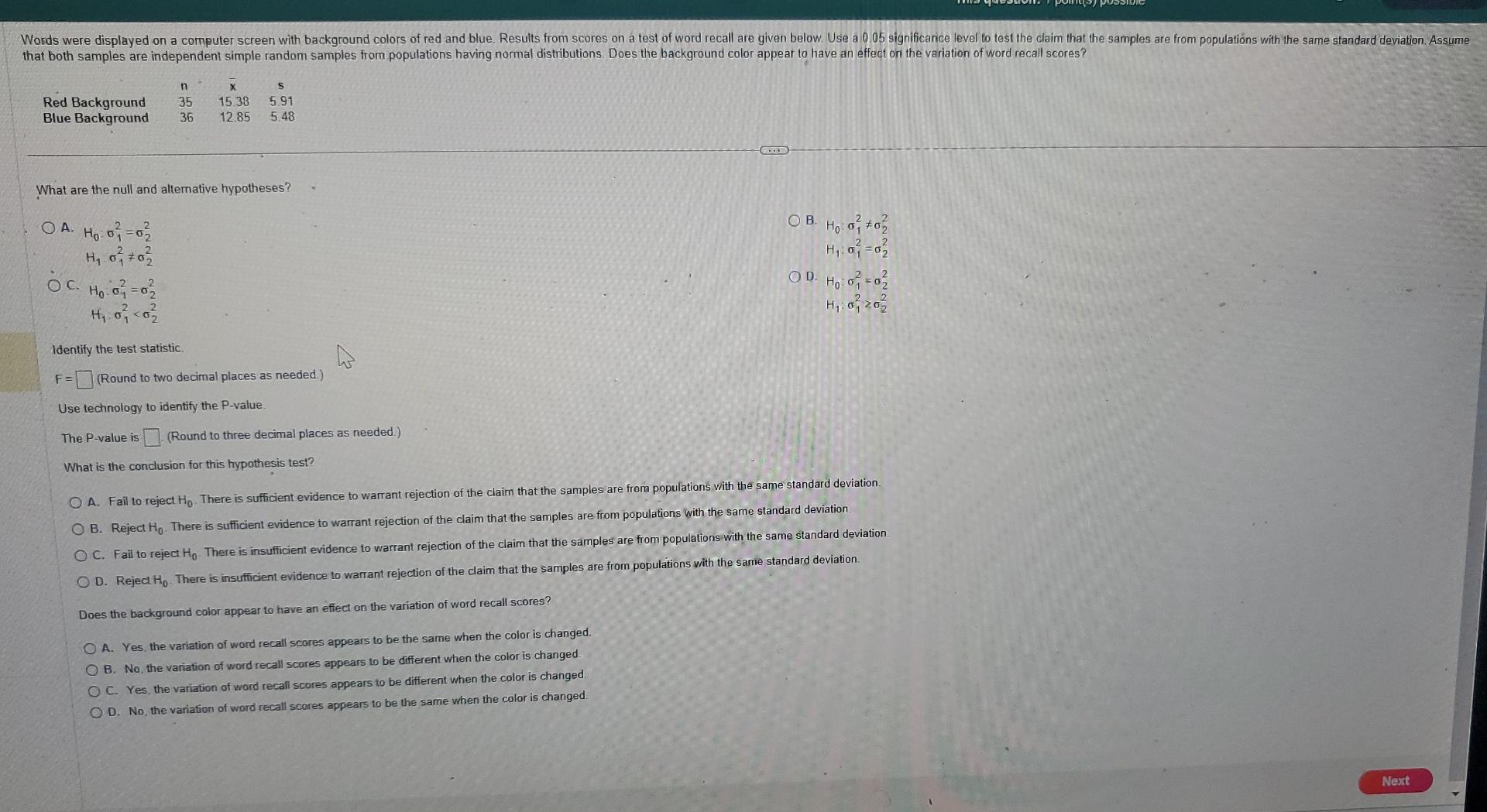 Solved Words were displayed on a computer screen with | Chegg.com