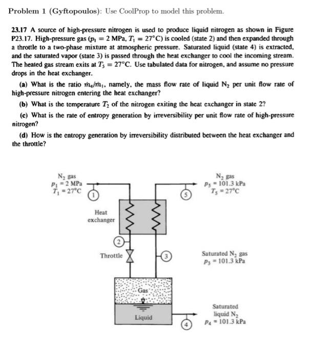 Problem 1 (Gyftopoulos): Use CoolProp to model this | Chegg.com