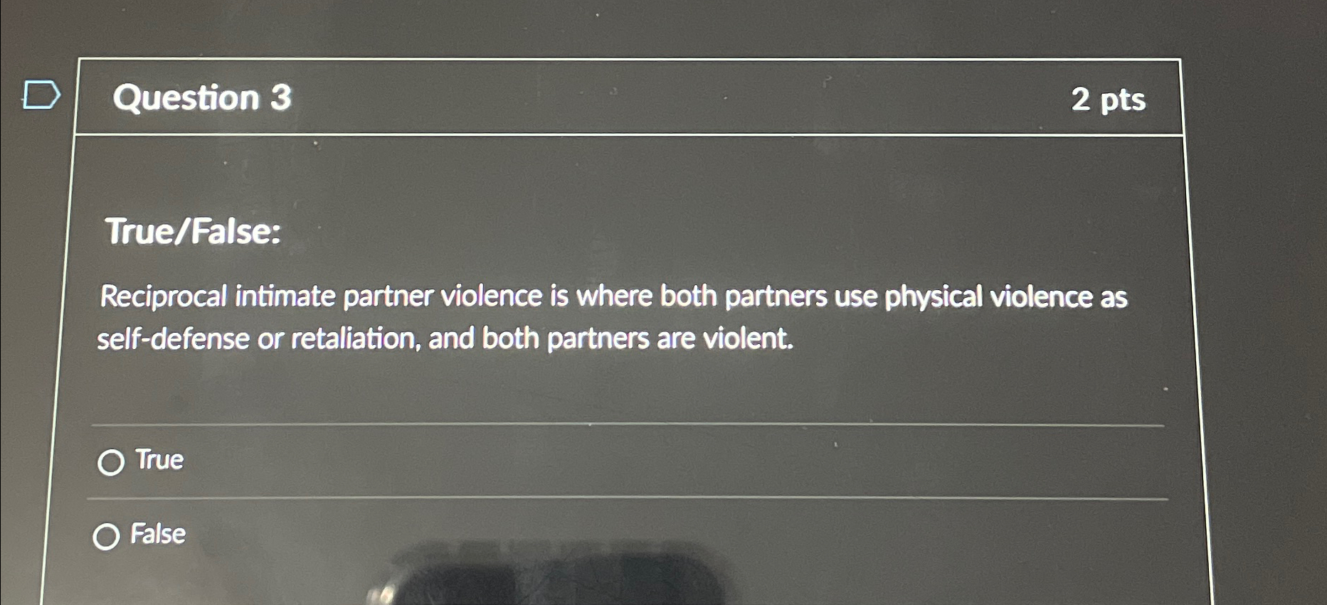 Solved Reciprocal intimate partner violence is where both | Chegg.com