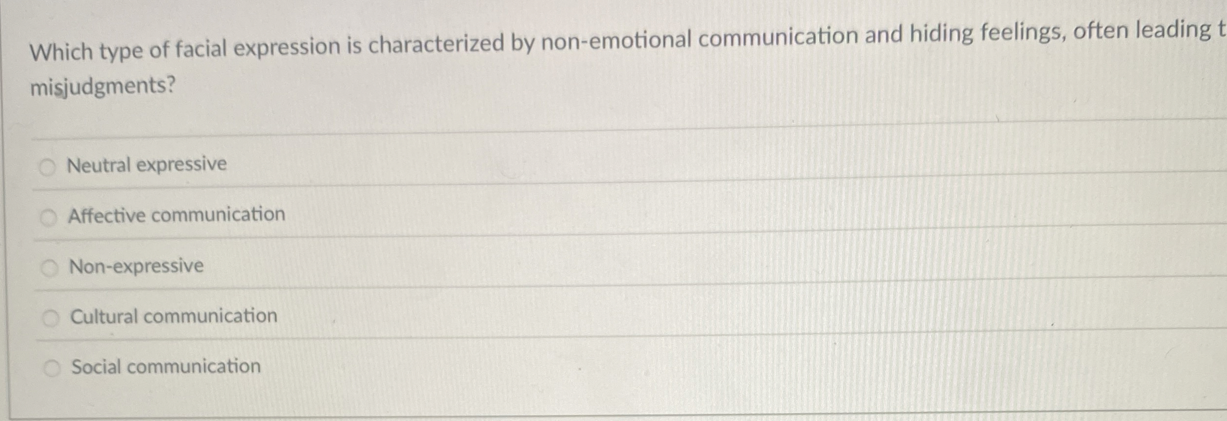 Solved Which type of facial expression is characterized by | Chegg.com