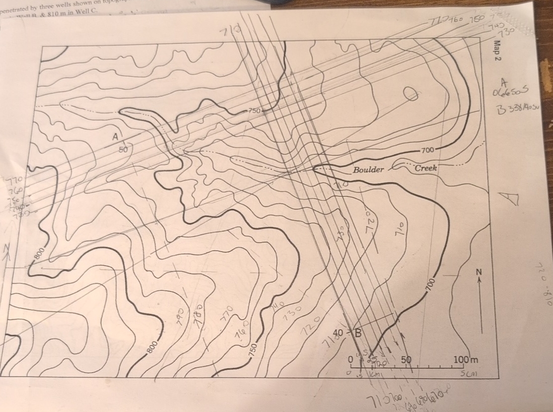 On topographic map 2, ﻿structural plane A represents | Chegg.com
