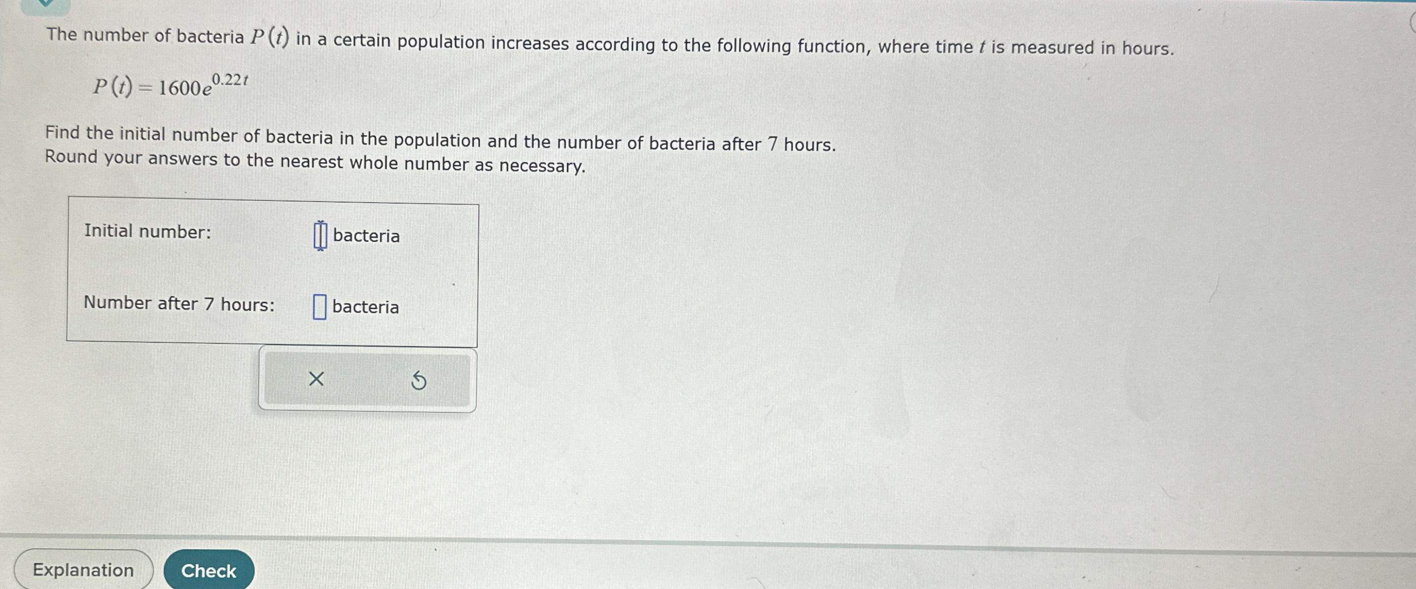 Solved The number of bacteria P(t) ﻿in a certain population | Chegg.com