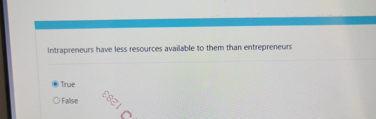 Solved Intrapreneurs have less resources available to them | Chegg.com