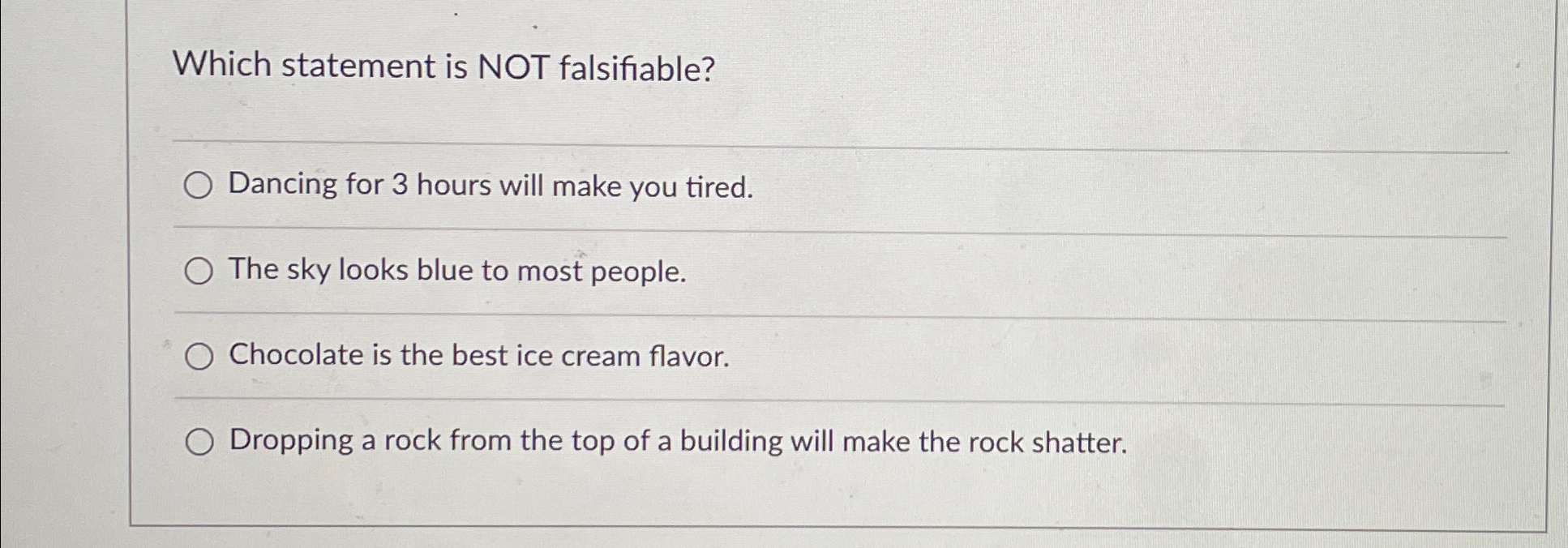 Solved Which statement is NOT falsifiable?Dancing for 3 | Chegg.com