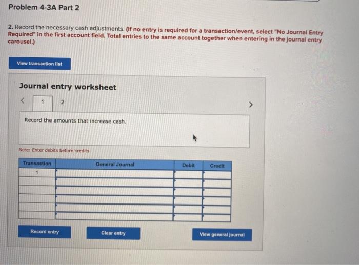 Solved Check my work Problem 4-3A Prepare the bank | Chegg.com