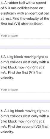 Solved 4. A rubber ball with a speed of 5.0 m/s collides | Chegg.com