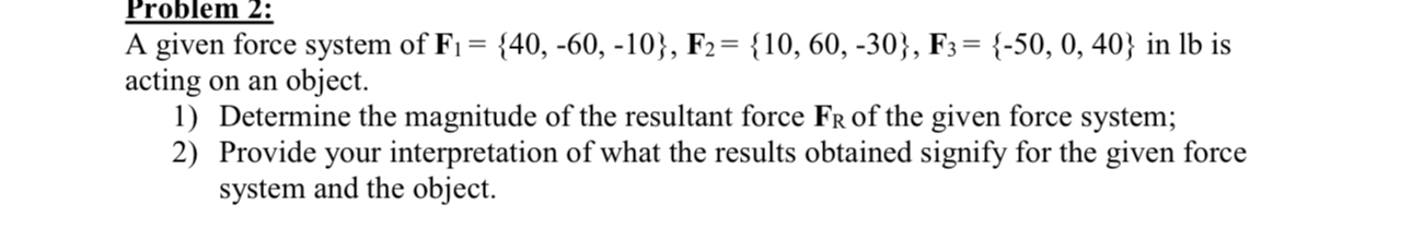 Solved Problem 2:A given force system of | Chegg.com