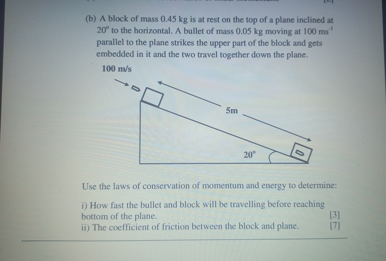 Solved (b) ﻿A block of mass 0.45kg ﻿is at rest on the top of | Chegg.com