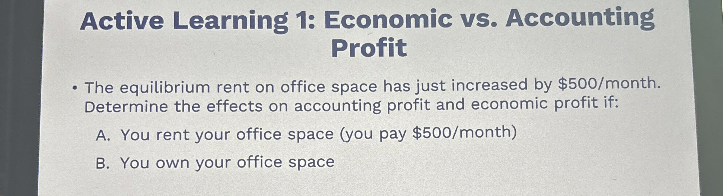 Solved Active Learning 1: Economic vs. ﻿Accounting ProfitThe | Chegg.com