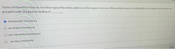 Solved Forms of inheritance that do not follow typical | Chegg.com