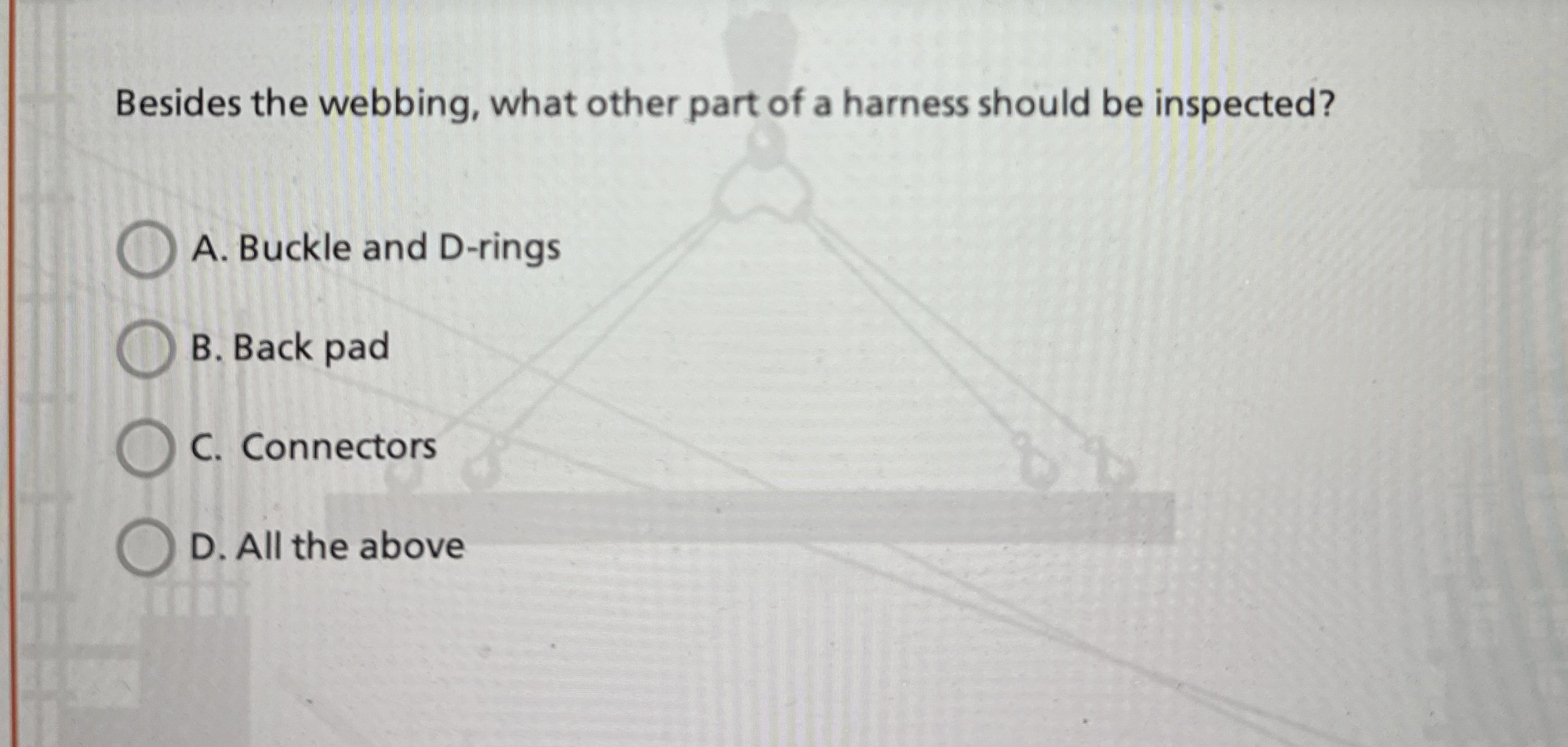 Solved Besides the webbing, what other part of a harness | Chegg.com
