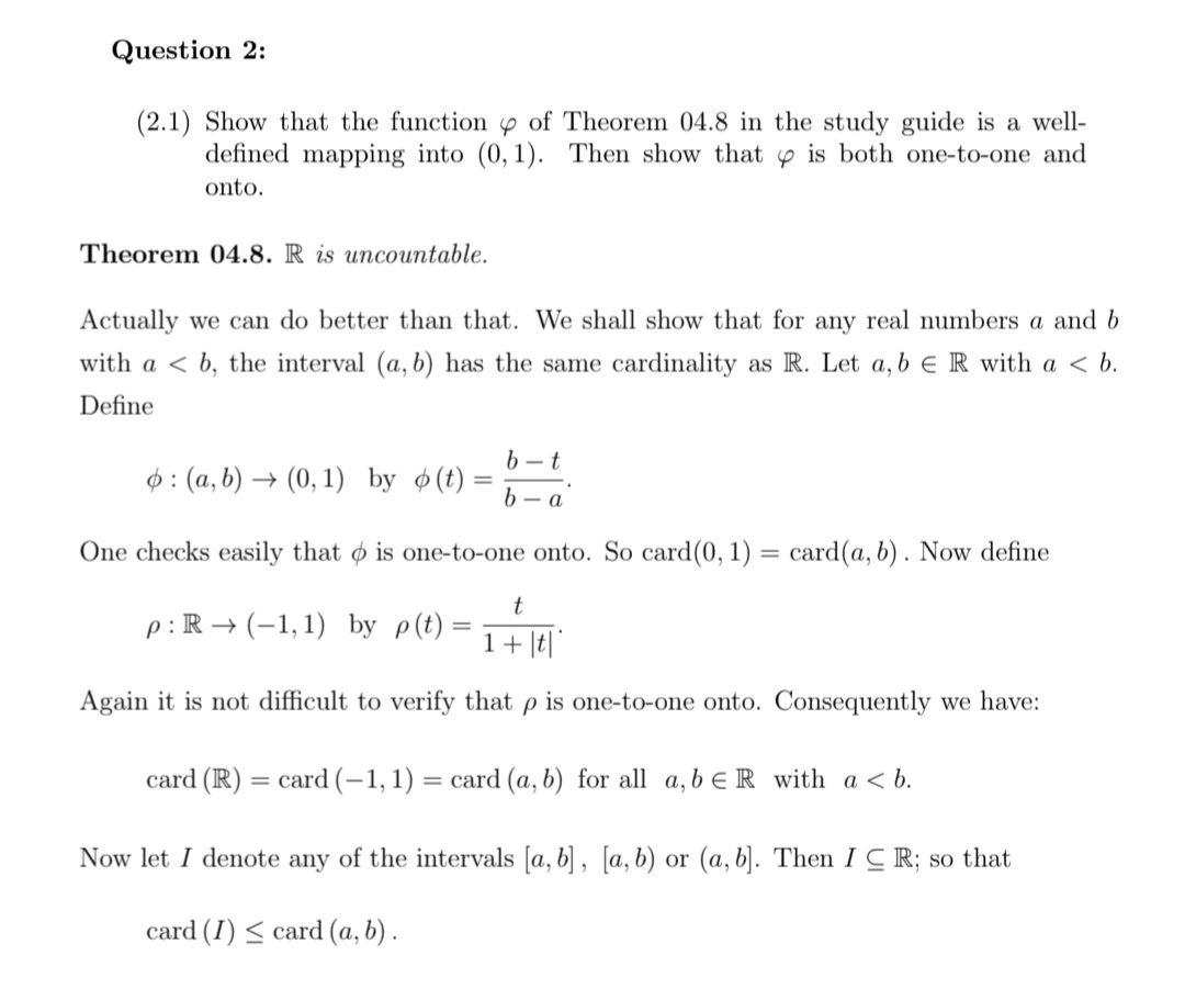 Solved Question 2:(2.1) ﻿Show that the function φ ﻿of | Chegg.com