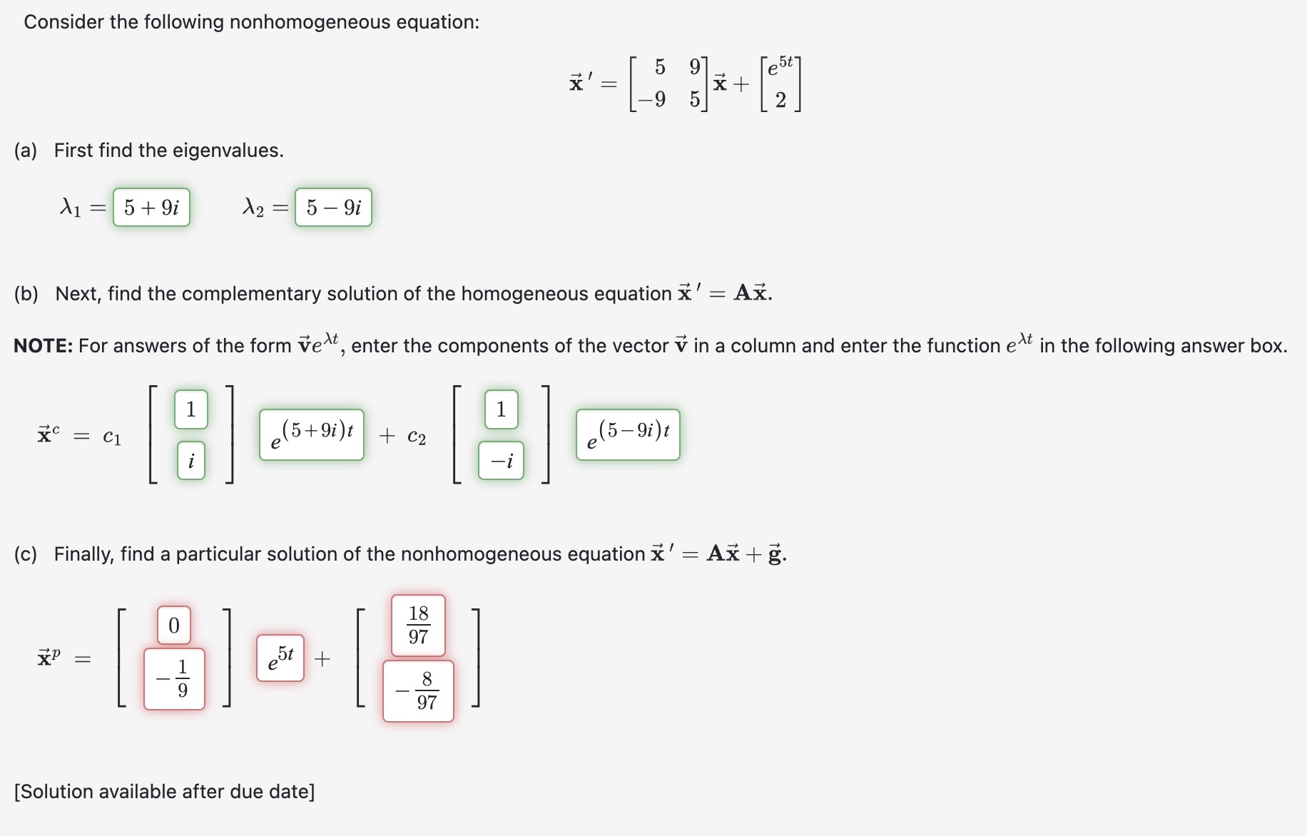 Solved Consider the following nonhomogeneous | Chegg.com