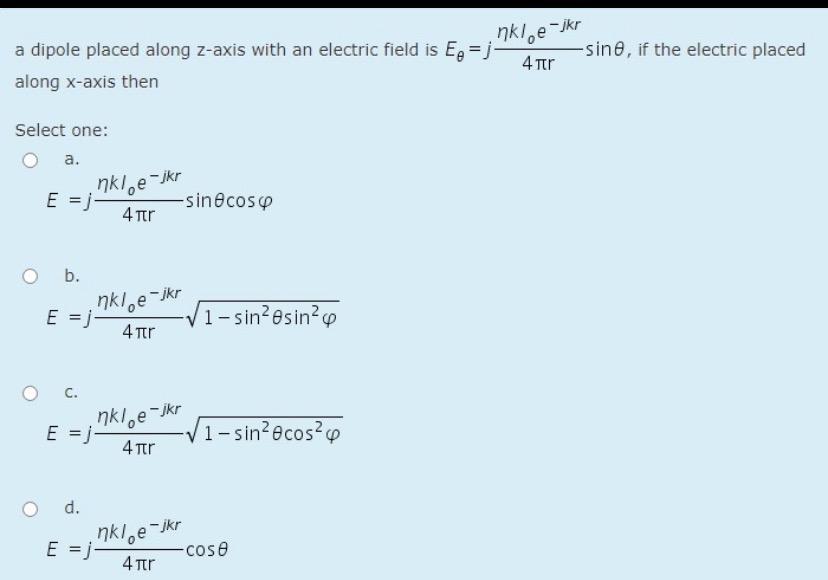 Solved a dipole placed along z-axis with an electric field | Chegg.com