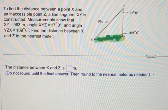 Solved To find the distance between a point X and an | Chegg.com