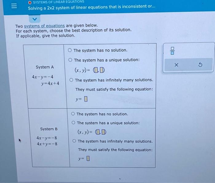 Solved Two systems of equations are given below. For If a | Chegg.com