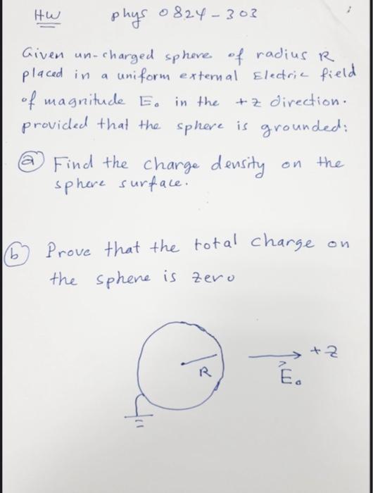 Solved Given un-charged sphere of radius R placed in a | Chegg.com