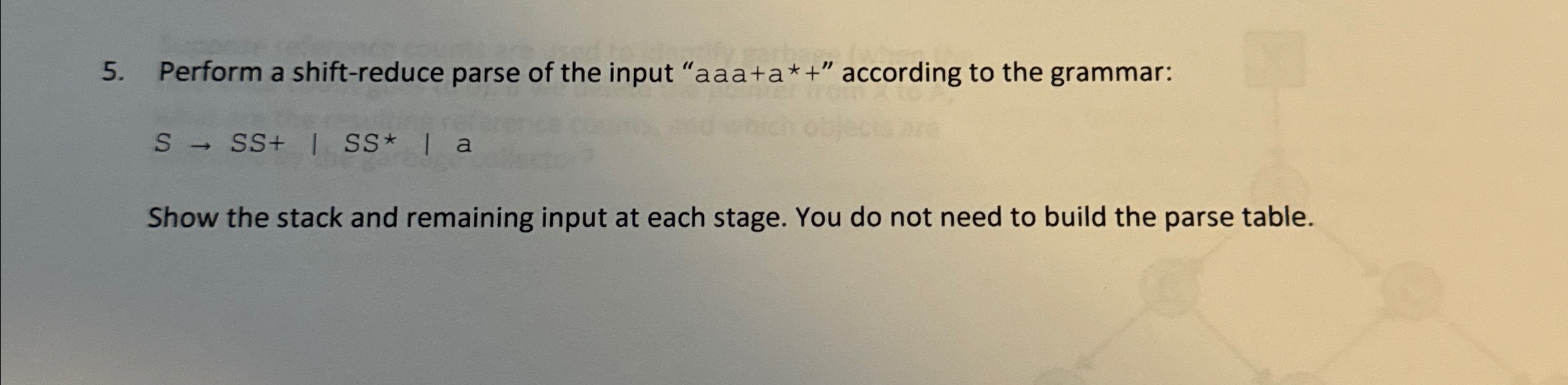 Solved Perform a shift-reduce parse of the input "aaa | Chegg.com